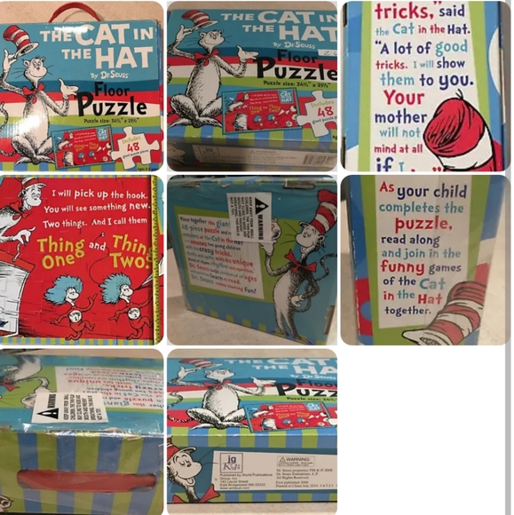 Dr. Seuss | Games | Cat In The Hat Dr Seuss Floor Puzzle Includes 48 ...